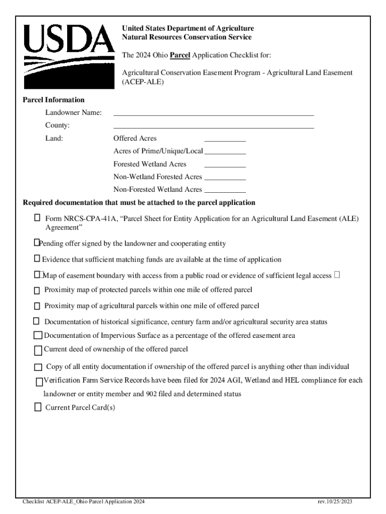 Fillable Online ACEP-ALE Ohio Parcel Application Checklist 2024. ... Fax Email Print - pdfFiller