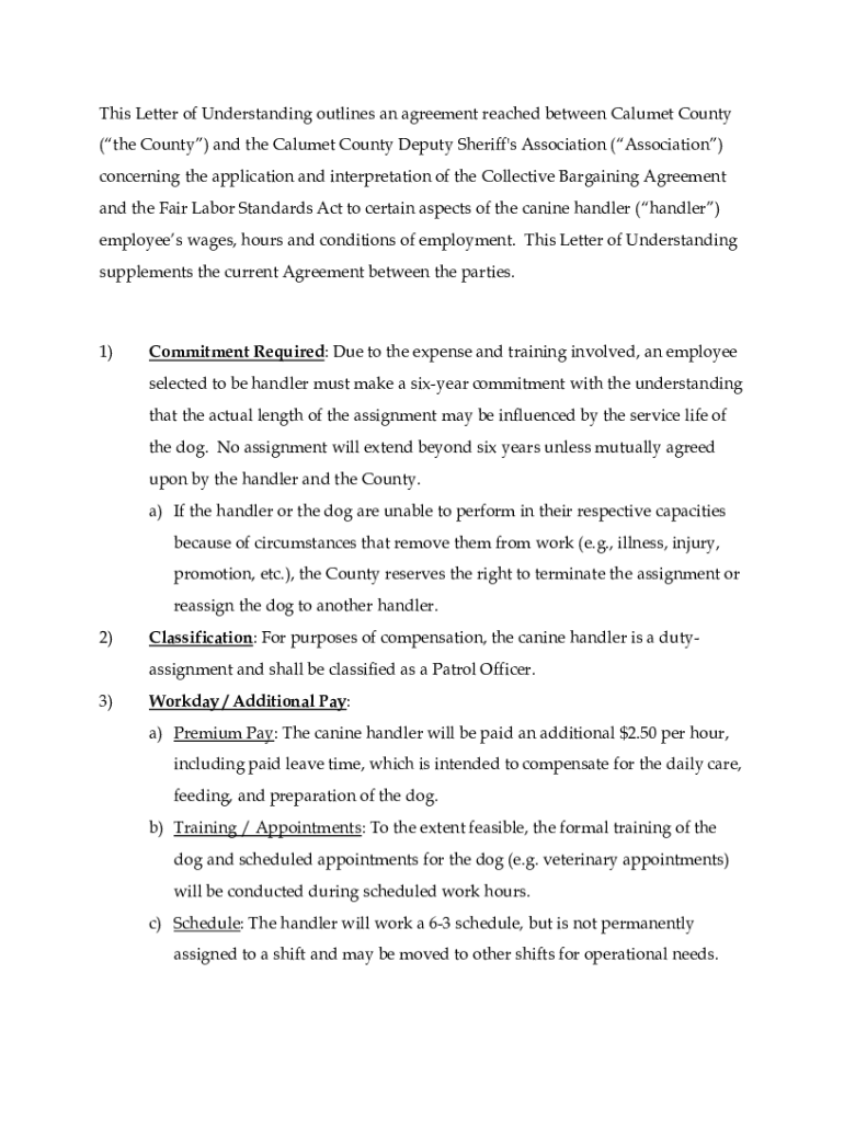 Fillable Online This Letter of Understanding outlines an agreement ...