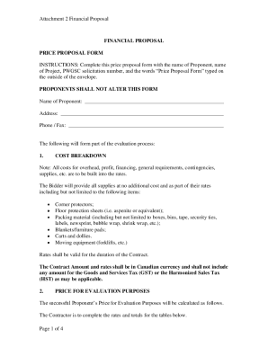 Fillable Online Attachment 2 Financial Proposal Fax Email Print - pdfFiller