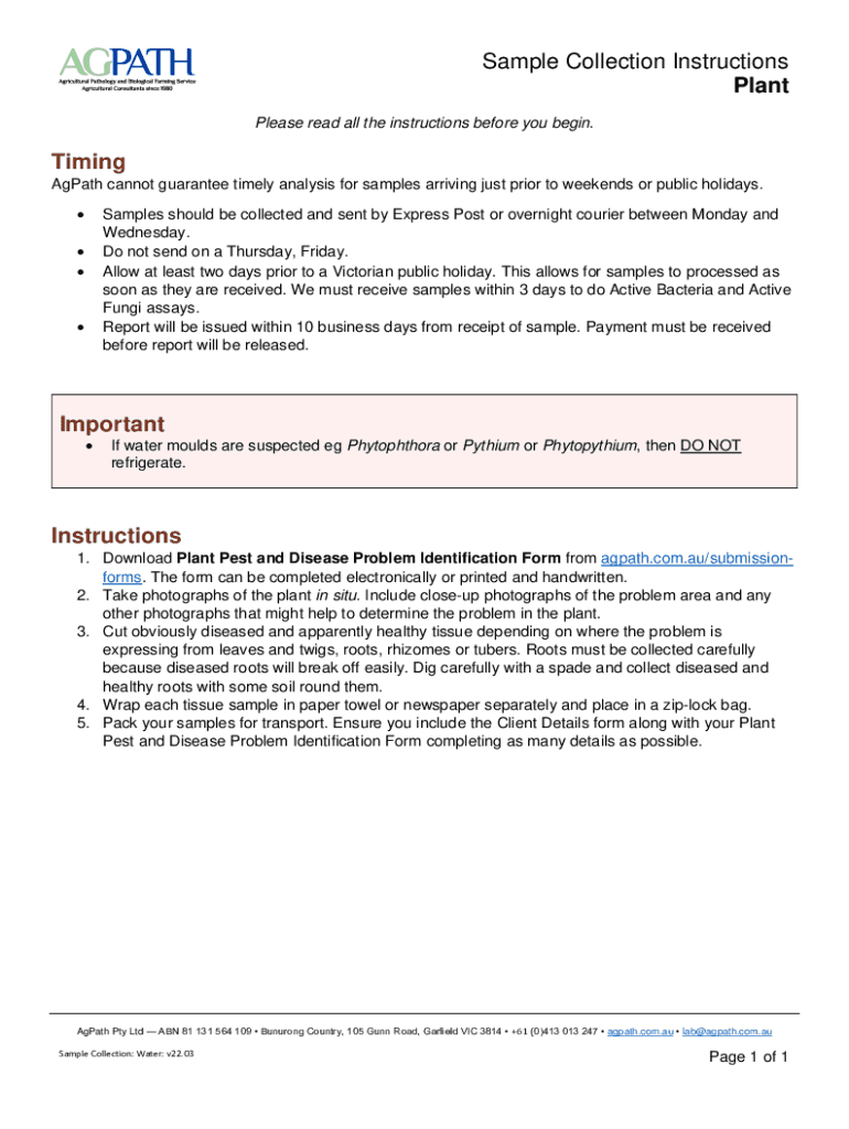 Fillable Online Sampling, storing, and shipping plant samples Fax Email ... Fillable Online Sampling, storing, and shipping plant samples Fax Email ...