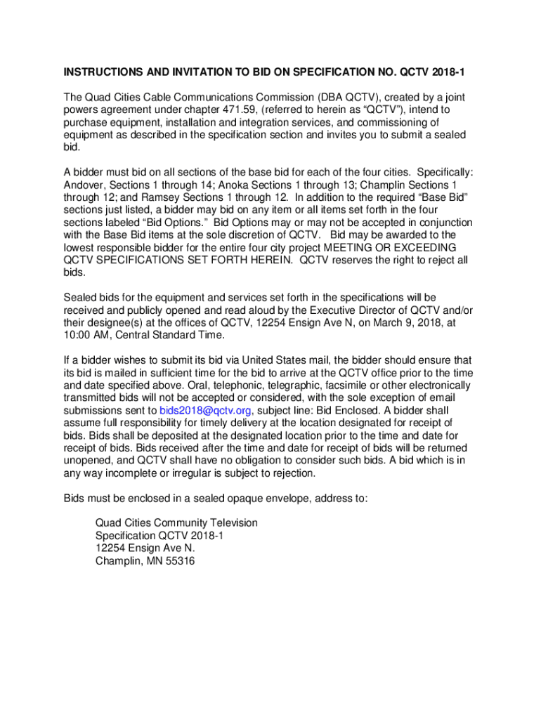 Fillable Online Instructions and Invitation to Bid on Specification No. ... Fax Email Print ...