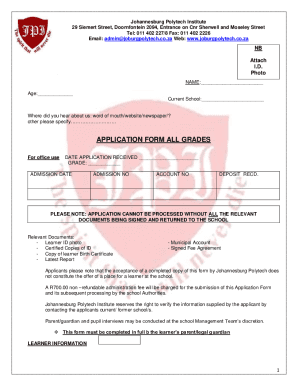 Fillable Online APPLICATION FORM ALL GRADES Fax Email Print - pdfFiller