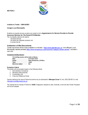 Fillable Online Tender Document - Uniform Fax Email Print - pdfFiller