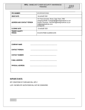 Fillable Online RFQ MIMECAST CYBER SECURITY AWARENESS ... Fax Email ...