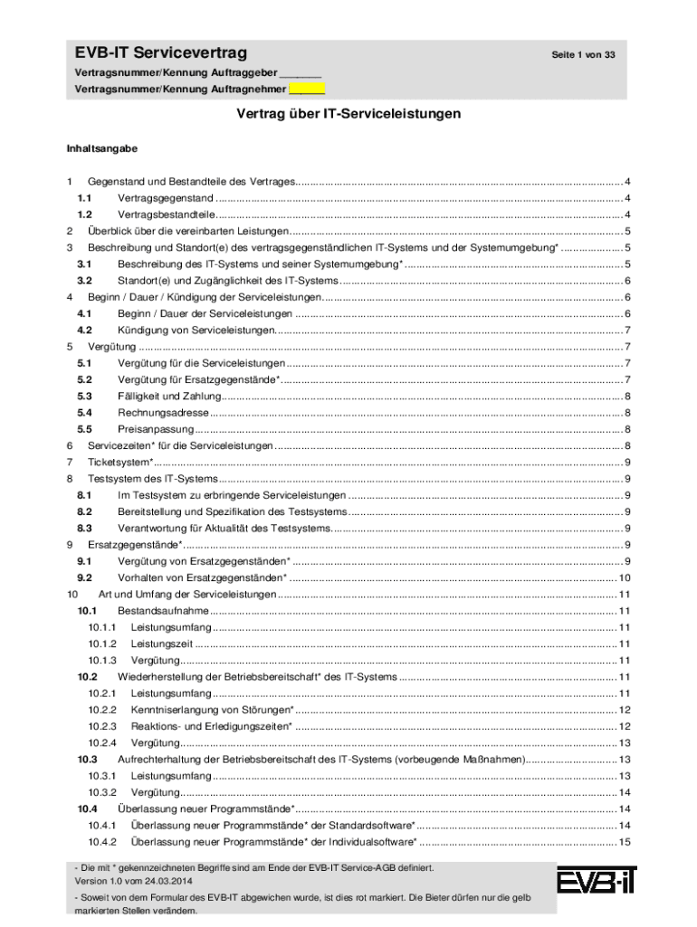 Ausfüllbar Online EVB-IT Servicevertrag Fax Email Drucken - pdfFiller