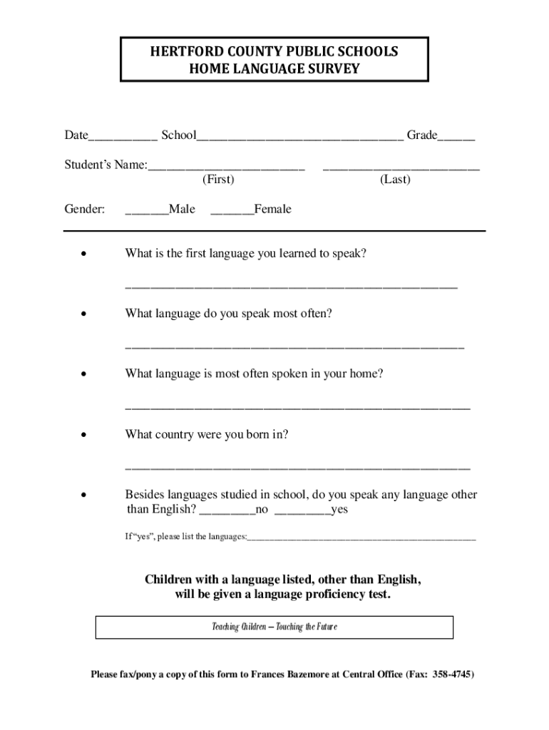 Fillable Online Home Language Survey Form.pdf Fax Email Print - pdfFiller