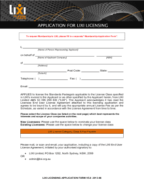 Fillable Online lixi org LIXI Licensing Application Form v5.8.doc Fax Email Print - pdfFiller