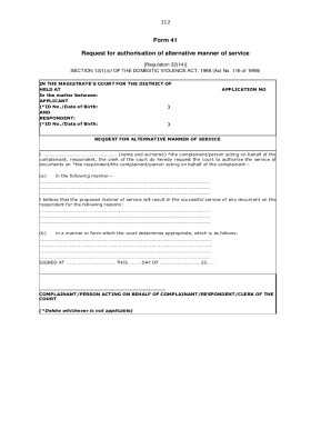 Fillable Online 112 Form 41 Request for authorisation of alternative ...