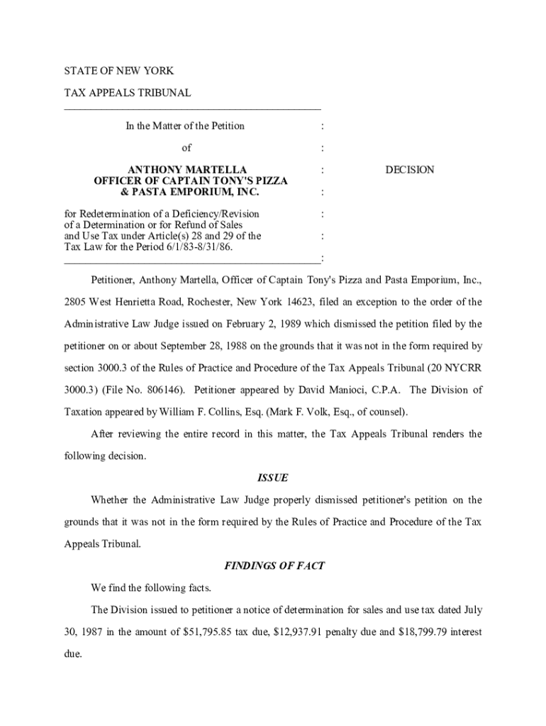 Fillable Online Anthony's Pizza Holding Co. v. Anthony's Pizza & Pasta ... Fax Email Print ...