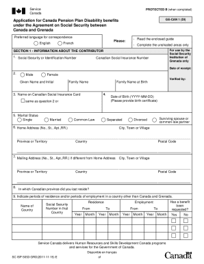 Fillable Online Grenada/Canada Agreement - Application for CPP ...
