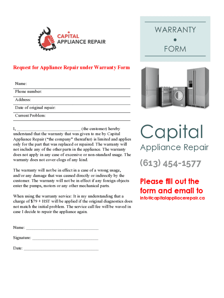 Fillable Online Blank Waranty Form - Fill Online, Printable, Fillable, Blank ... Fax Email Print ...
