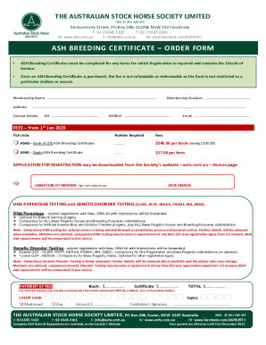 Fillable Online ASH BREEDING CERTIFICATEORDER FORM Fax Email Print ...