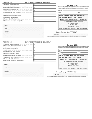 Fillable Online Form W-1 (Quarterly Withholding Return) Fax Email Print - pdfFiller