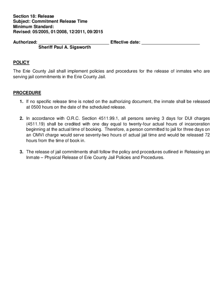 Fillable Online Releasing an Inmate to Another Agency Minimum Standard ...