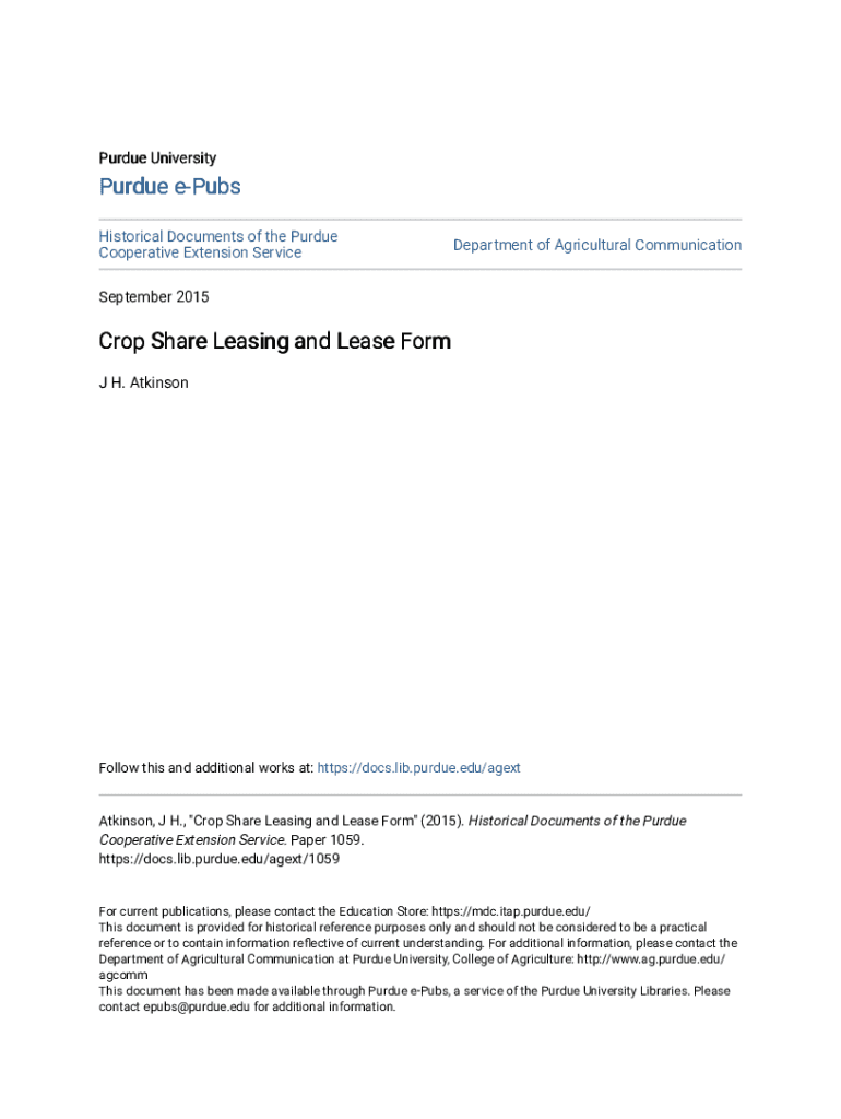 Fillable Online Crop Share Leasing and Lease Form Fax Email Print - pdfFiller