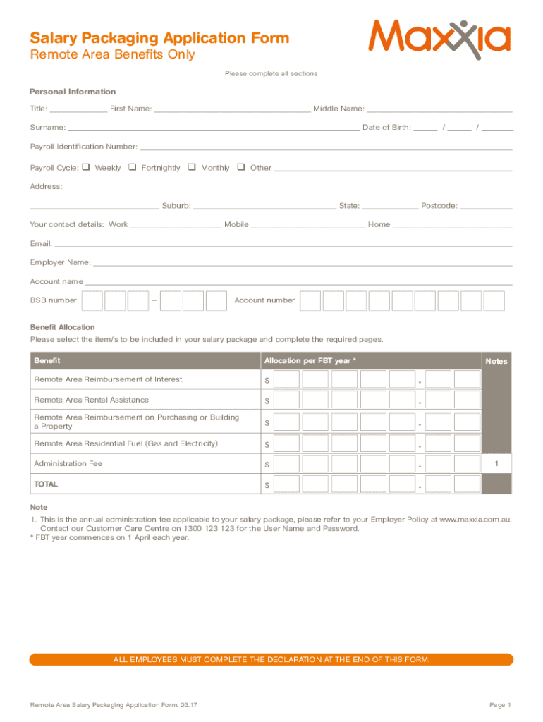 Fillable Online Salary sacrificing for employees Fax Email Print ...