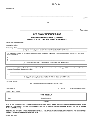 Fillable Online CPIC REGISTRATION REQUEST Fax Email Print - pdfFiller