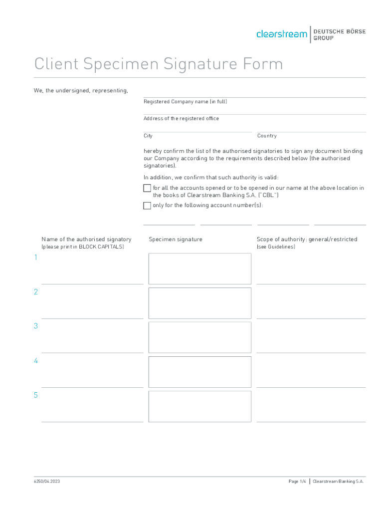 Fillable Online Client Specimen Signature Form Fax Email Print - pdfFiller