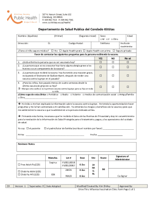 Completable En línea 2019 Flu Intake Form in Spanish. Patient Intake ...