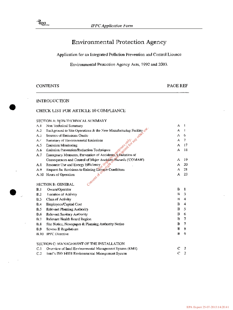 Fillable Online The Directive on Integrated Pollution Prevention and ...