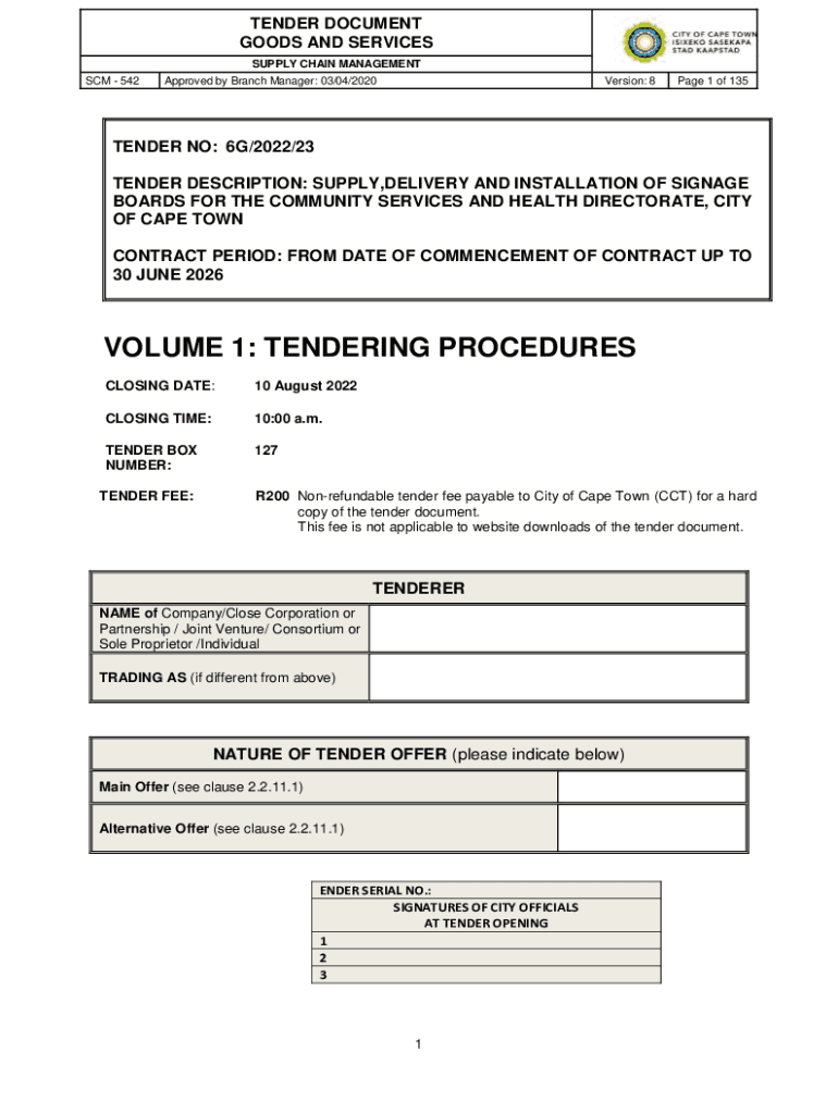 Fillable Online TENDER DESCRIPTION: SUPPLY,DELIVERY AND INSTALLATION OF ...