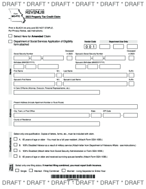Fillable Online dor mo Form MO-PTC - 2023 Property Tax Credit Claim Fax ...