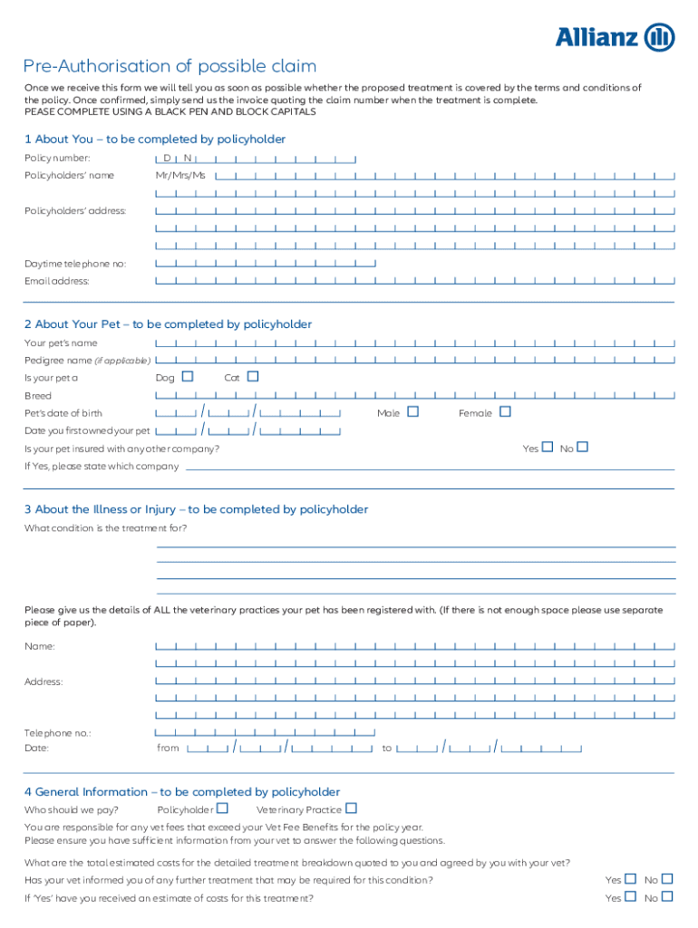 Fillable Online SimpleCare pre-authorisation request form Fax Email Print - pdfFiller