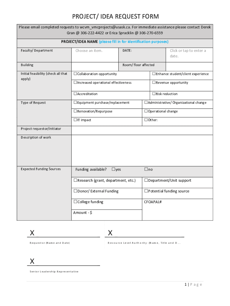 Fillable Online PROJECT/ IDEA REQUEST FORM Fax Email Print - pdfFiller