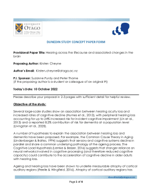 Fillable Online DUNEDIN STUDY CONCEPT PAPER ... - SitesDuke Express Fax ...