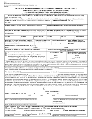 Completable En línea SOLICITUD DE INSCRIPCIN PARA UN LUGAR EN LA BOLETA PARA UNA ELECCIN ...