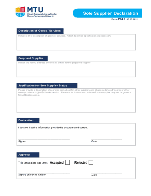 Fillable Online Supplier Declaration Form Pdf - Fill Online, Printable ...