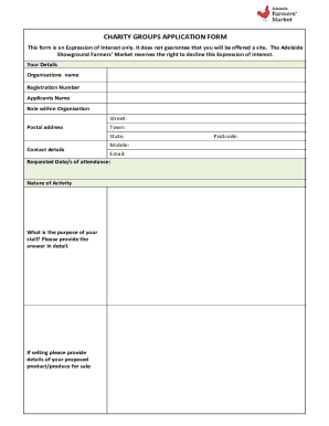 Fillable Online CHARITY GROUPS APPLICATION FORM Fax Email Print - pdfFiller