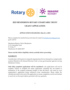 Fillable Online Charitable Trust Grant Application Form - Rotary in ...