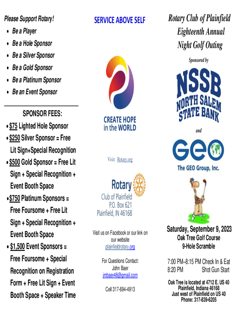Fillable Online Rotary Club of Plainfield Eighteenth Annual Night Golf ...