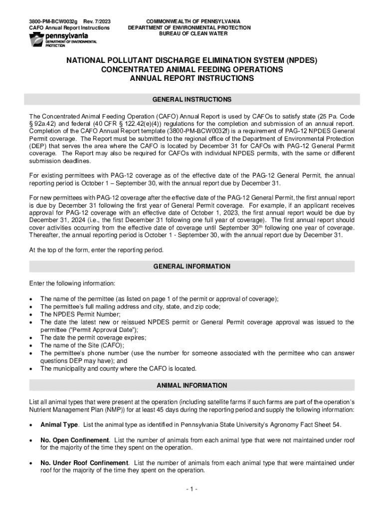 Fillable Online files dep state pa CAFOs - Concentrated Animal Feeding ...