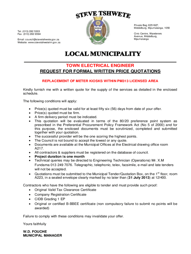 Fillable Online REPLACEMENT OF METER KIOSKS WITHIN PM313 LICENSED AREA Fax Email Print - pdfFiller