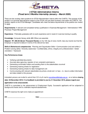 Fillable Online 6 x ETQA Administration Interns (Fixed Term Contract ...