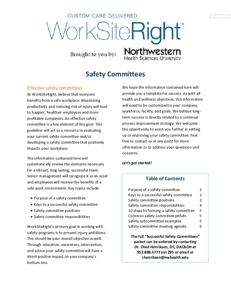 Fillable Online Overview Workplace Safety Committees Fax Email Print ...