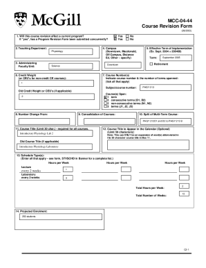 Fillable Online MCC-04-44 Course Revision Form Fax Email Print - pdfFiller