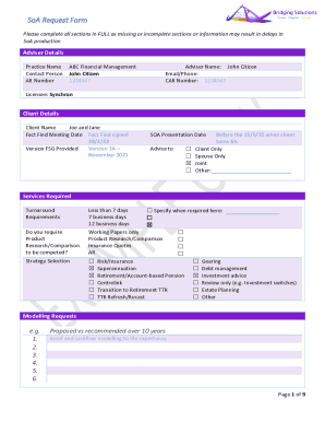 Fillable Online SoA Request Form - Bridging Solutions Fax Email Print ...