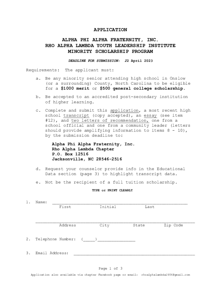 Fillable Online APPLICATION ALPHA PHI ALPHA FRATERNITY, INC. ... Fax ...