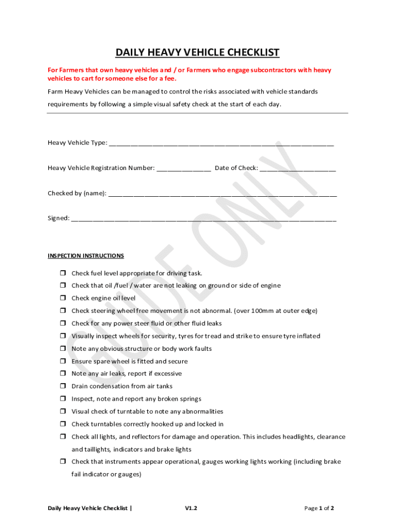 Fillable Online Free Truck Inspection ChecklistPDF Fax Email Print ...