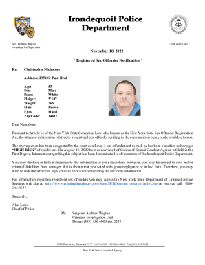 Fillable Online Sex Offender Letter to Parents Fax Email Print - pdfFiller