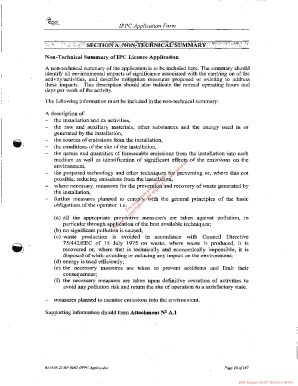 Fillable Online IPPC Application Form SECTION A NON-TECHNICAL SUMMARY ...