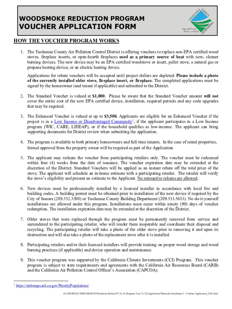 Fillable Online VOUCHER APPLICATION FORM - Tuolumne County Fax Email ...