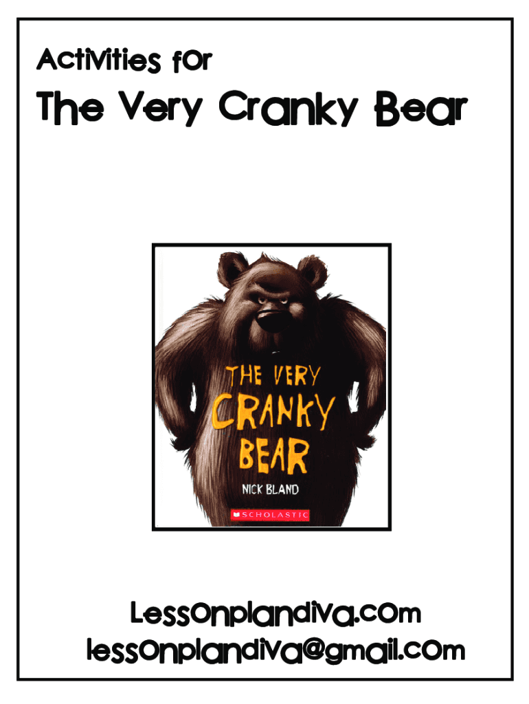 Fillable Online Activities for - The Very Cranky Bear Fax Email Print ...