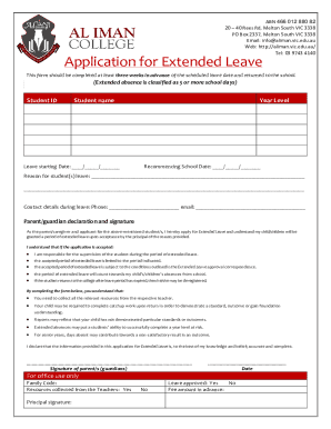 Fillable Online Application for Extended Leave - Melton Fax Email Print ...