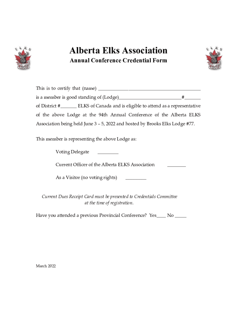 Fillable Online Annual Conference Credential Form Fax Email Print ...
