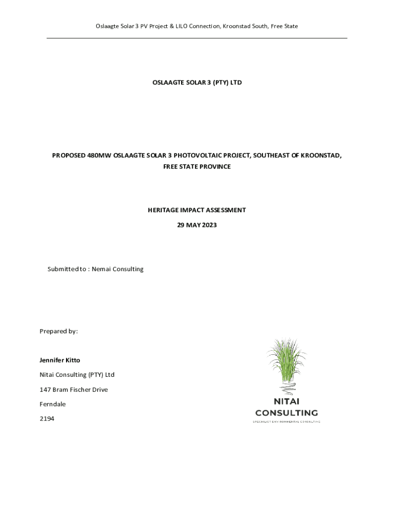 Fillable Online Oslaagte Solar 3 PV Project & LILO Connection ...