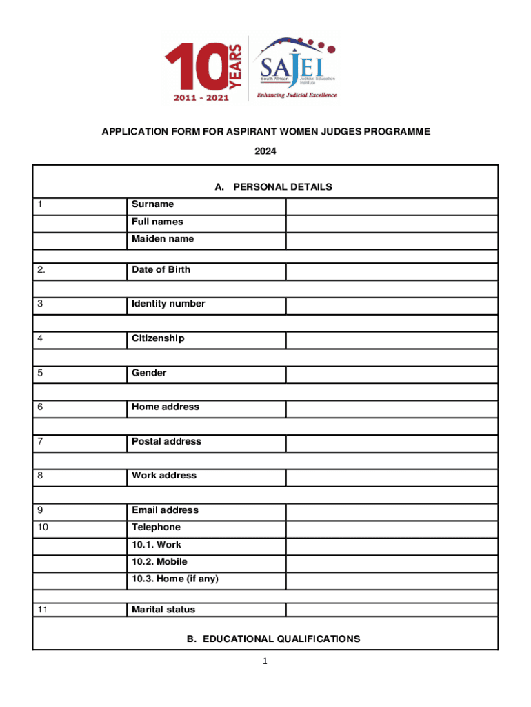 Fillable Online 1 2024 A. PERSONAL DETAILS 1 Surname Full names ... Fax Email Print - pdfFiller